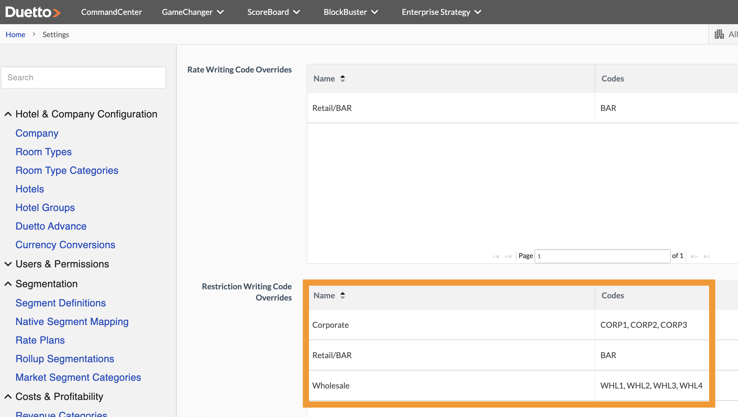 Settings: Restriction Writing Code Overrides